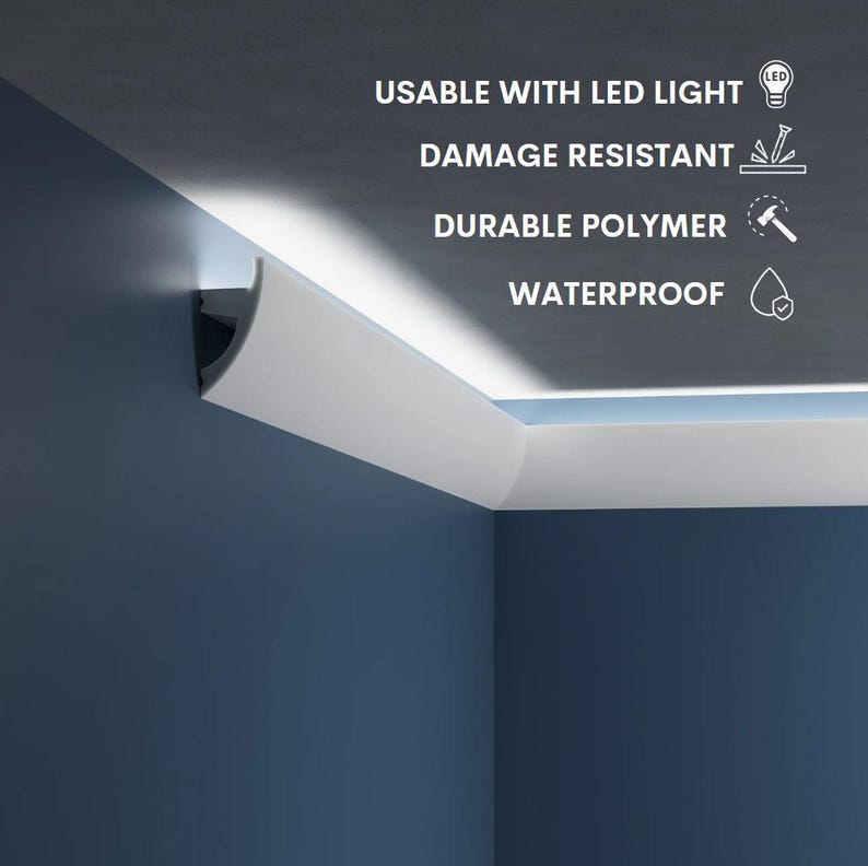 Led Light Crown Moulding, Accent Wall Molding, Glow Ceiling Custom ...