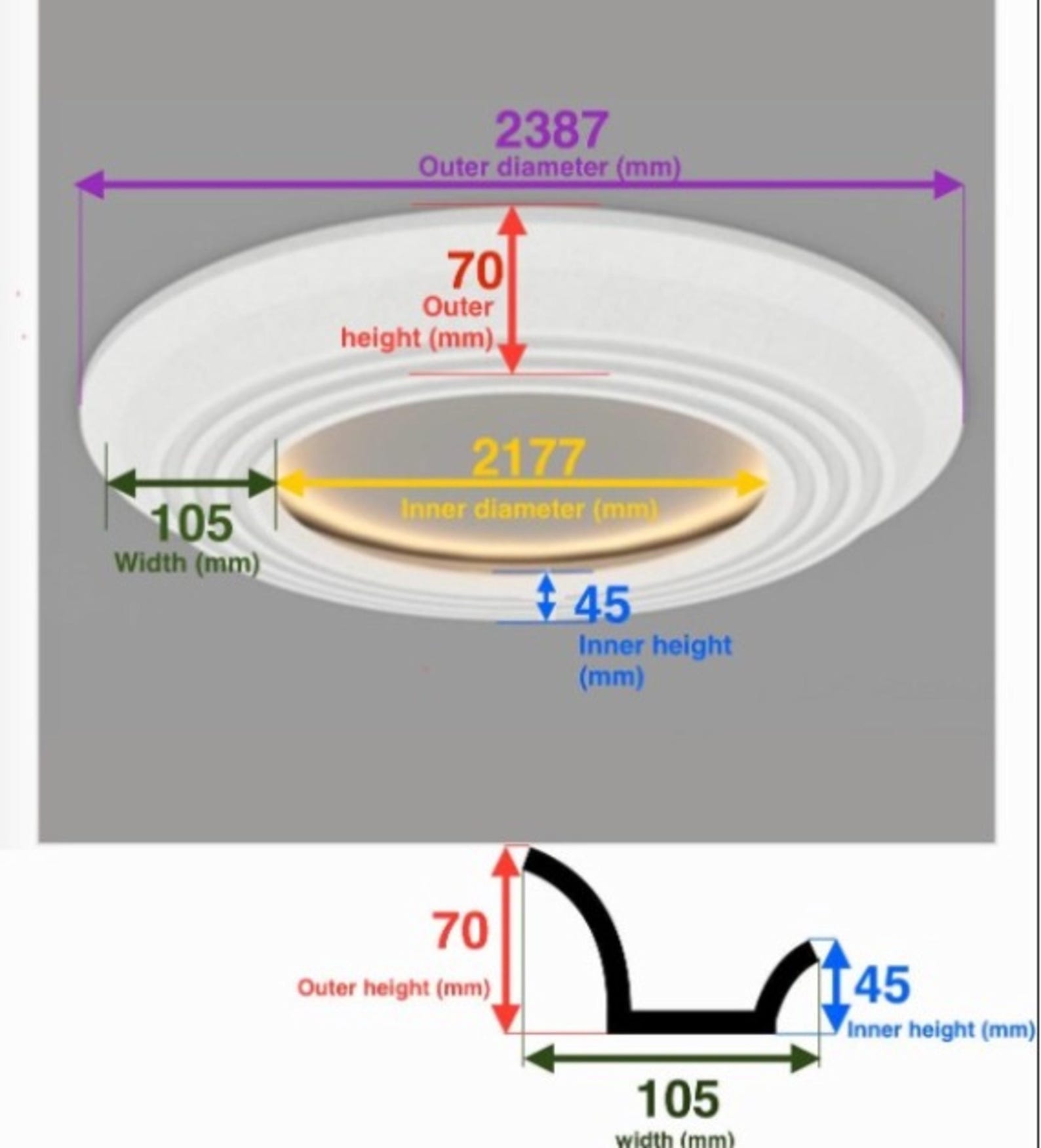LEGENDARY ITEM Led Ceiling Ring Plaster, Accent Wall Molding, Glow ...