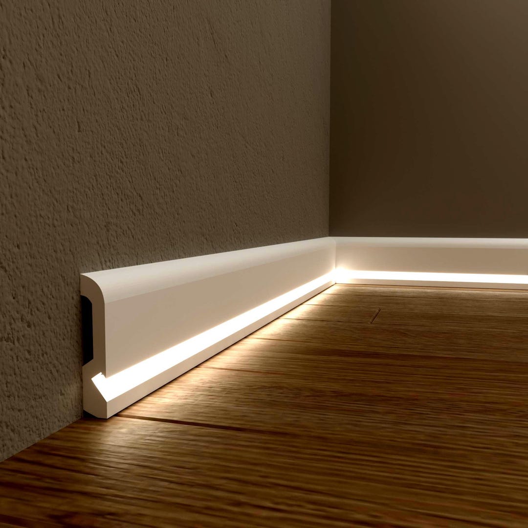 Led Floor Light Molding Baseboard, Accent Wall Molding, Flat Skirting ...