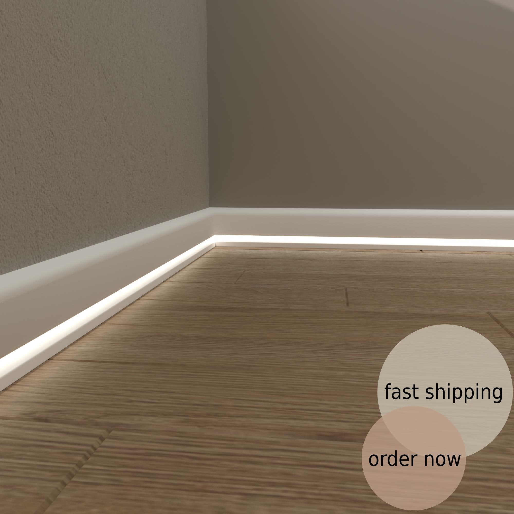 Battiscopa con luce a LED per pavimento, modanatura per parete ...