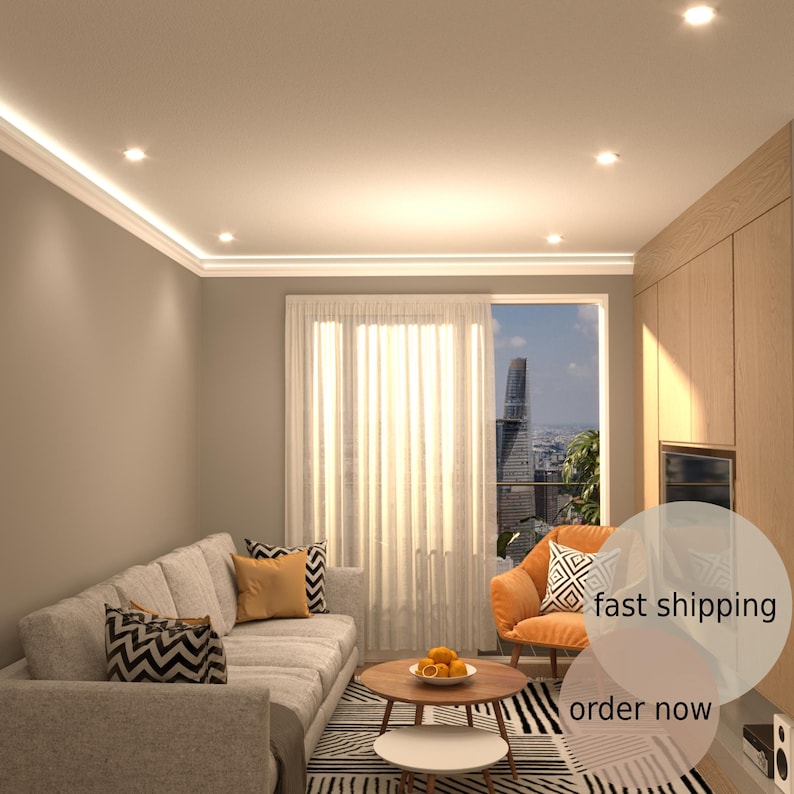 White Polymer LED Light Crown Moulding - 94.4'' X 2.8'' - Etsy