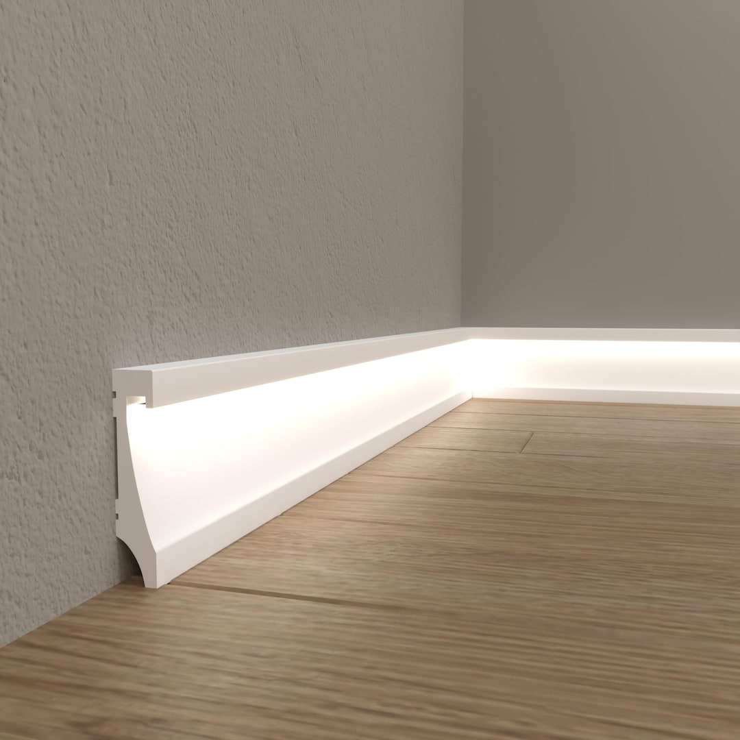 Led Baseboard Decor, Led Floor Molding, White Moulding, Durable Polymer ...