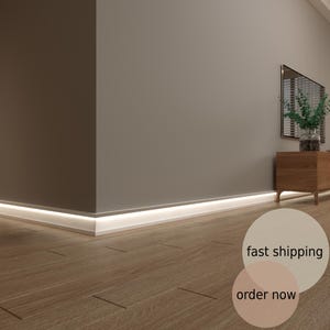 Led Baseboard Decor, Led Floor Molding, White Moulding, Durable Polymer ...