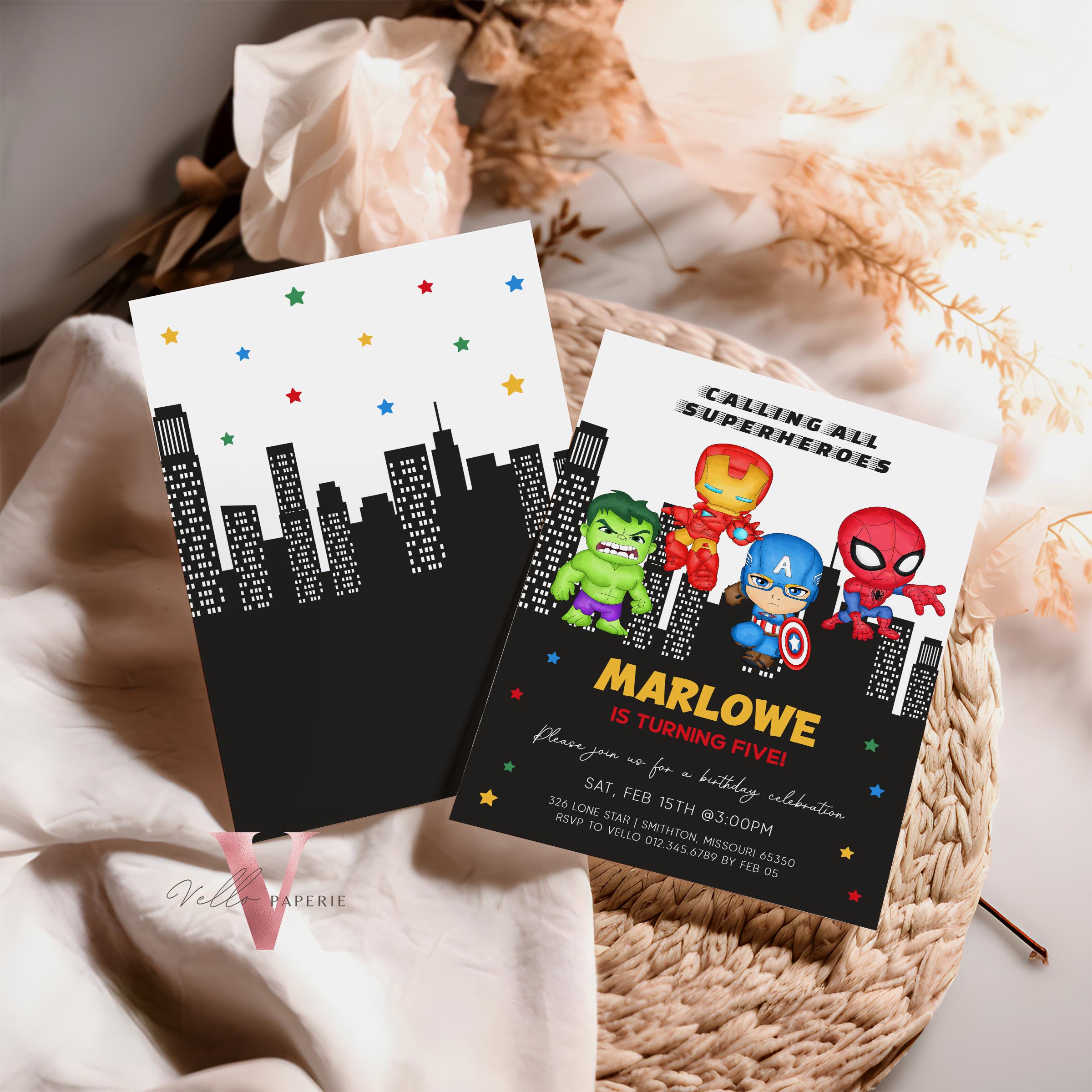 Calling All Superheroes Birthday Invitation | Watercolor Avengers Kids ...