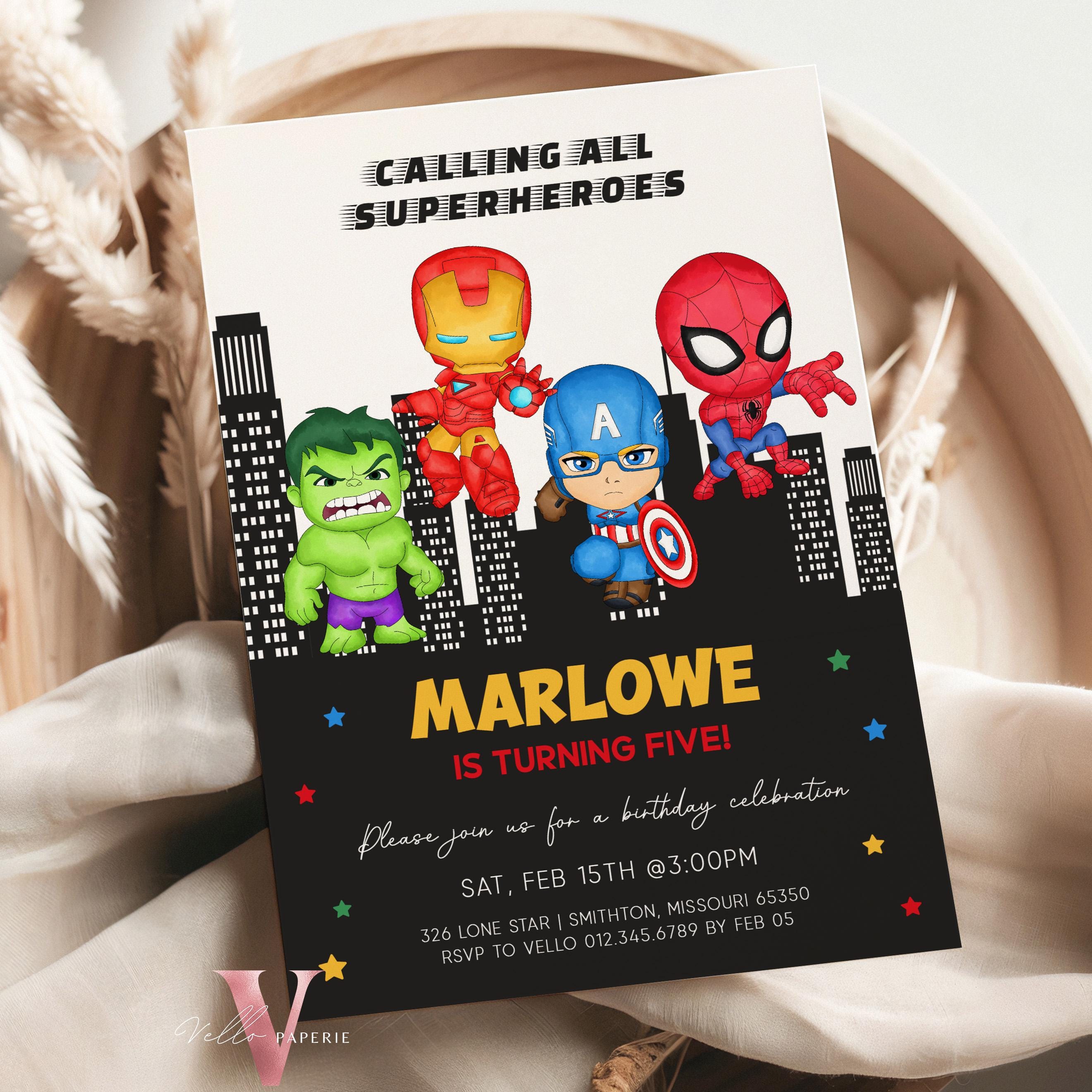 Calling All Superheroes Birthday Invitation | Watercolor Avengers Kids ...