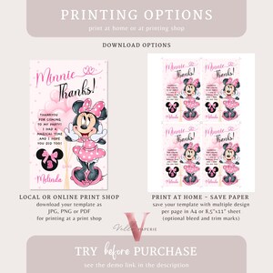 EDITABLE Any Age Minnie Thanks Minnie Mouse Birthday Thankyou Card ...