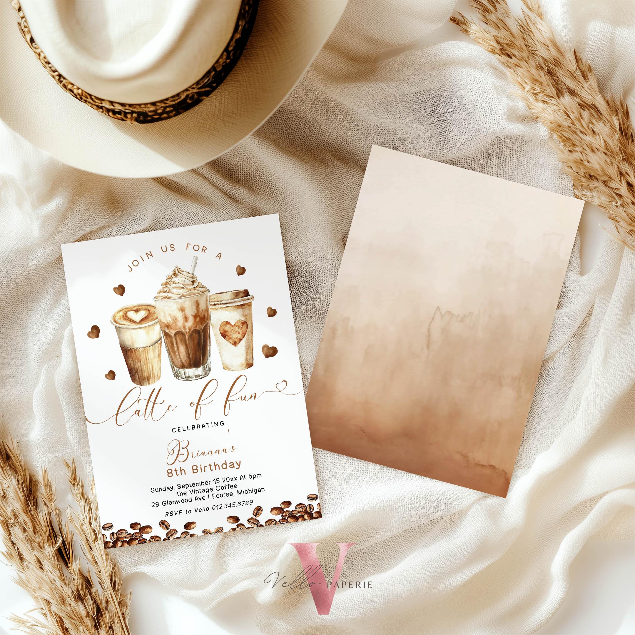 Latte of Fun Birthday Party Invitation | Editable Coffee Latte Lover ...