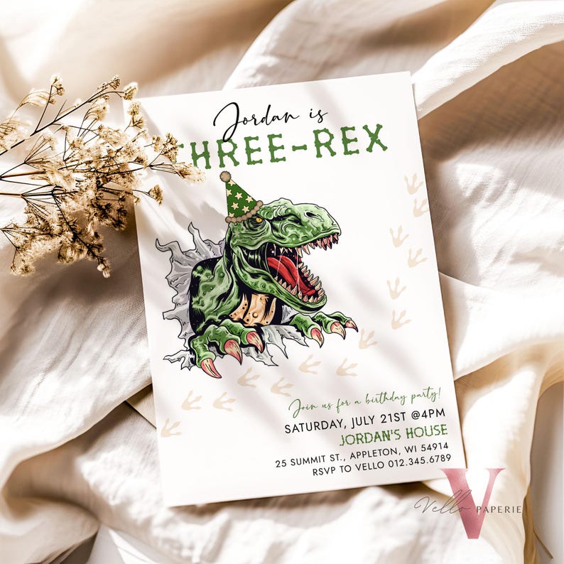 Invitación de fiesta de cumpleaños de T-REX para cualquier edad ...