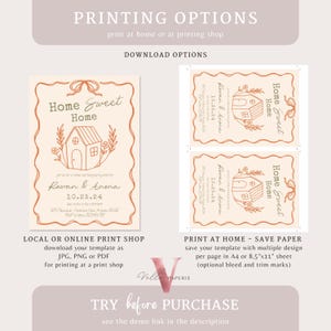 Full Editable Colors Handdrawn House Warming Invitation | Home Sweet ...