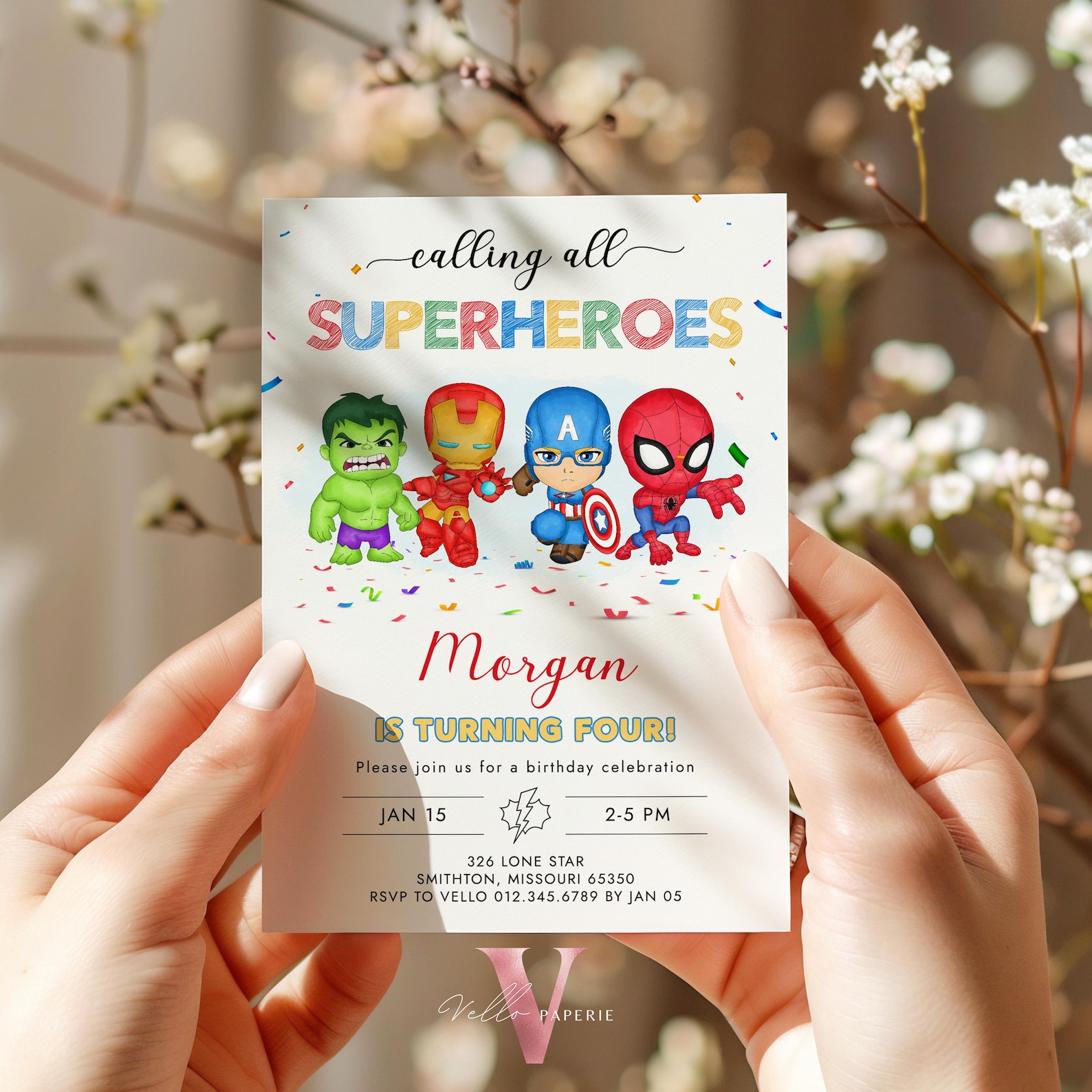 Calling All Superheroes Birthday Invitation | Watercolor Avengers Kids ...