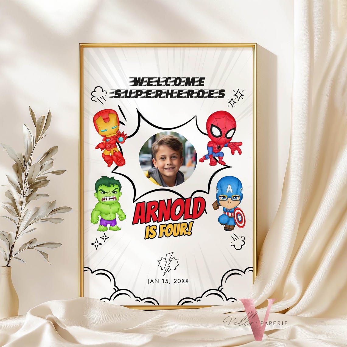 Editable Calling All Superhero Birthday Welcome Sign | Watercolor ...