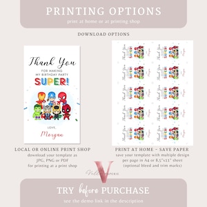 Editable Calling All Superhero Birthday Favor Tag | Watercolor Avengers ...