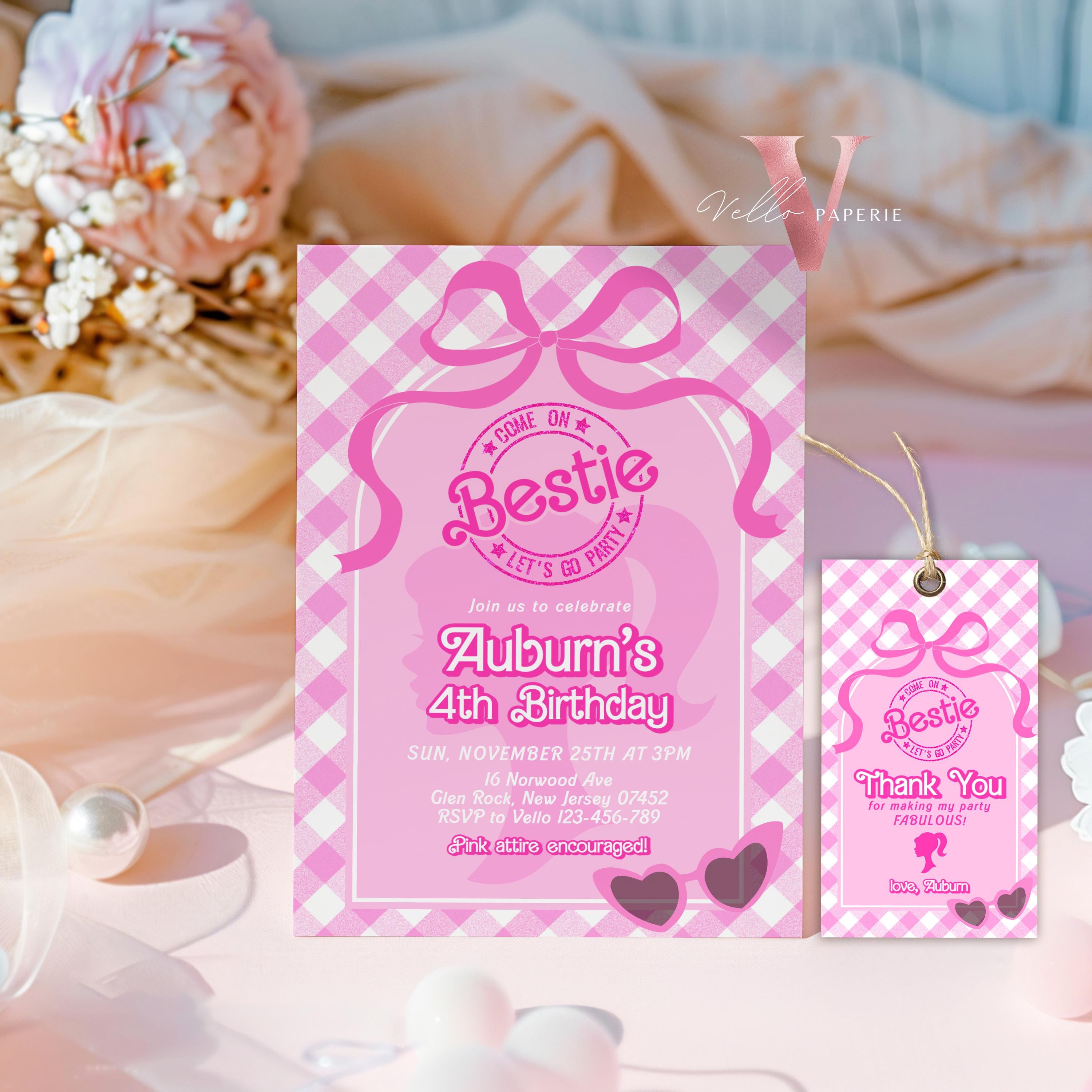 Editable bestie Glam Pink Fashion Doll Birthday Welcome Sign Cute ...