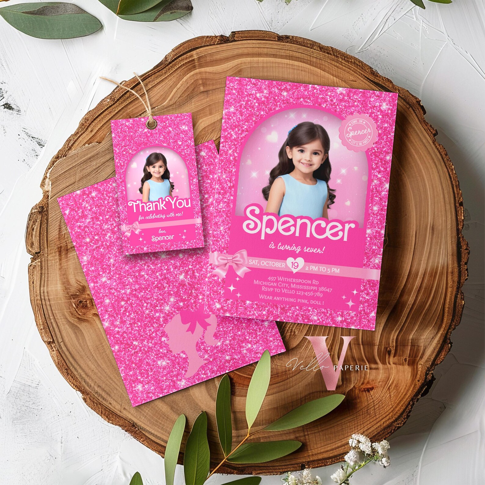 Selfie Pink Sparkle Fashion Doll Box Birthday Invitation, Editable ...