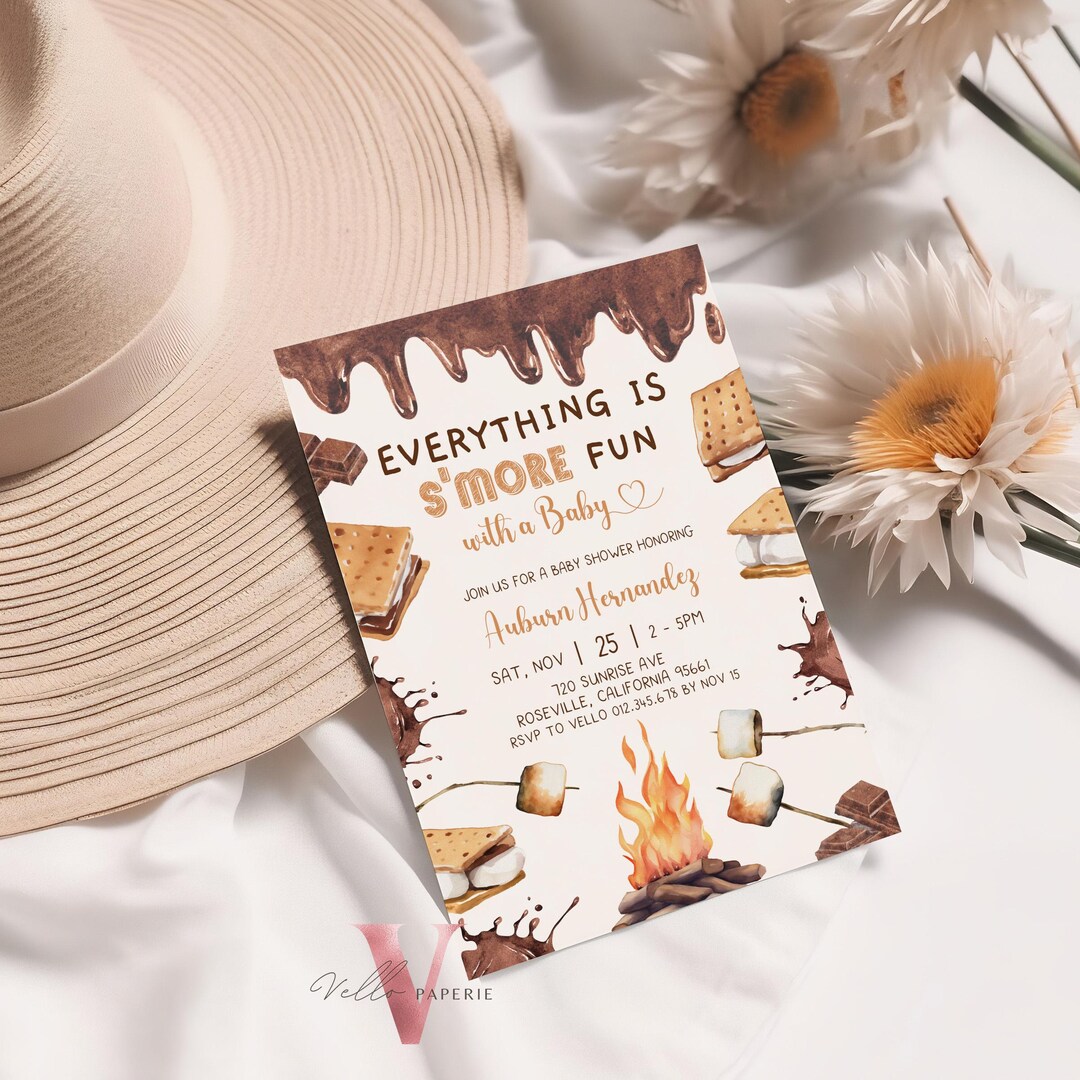 Editable S'mores Baby Shower Invitation FALL Camping Bonfire Baby ...