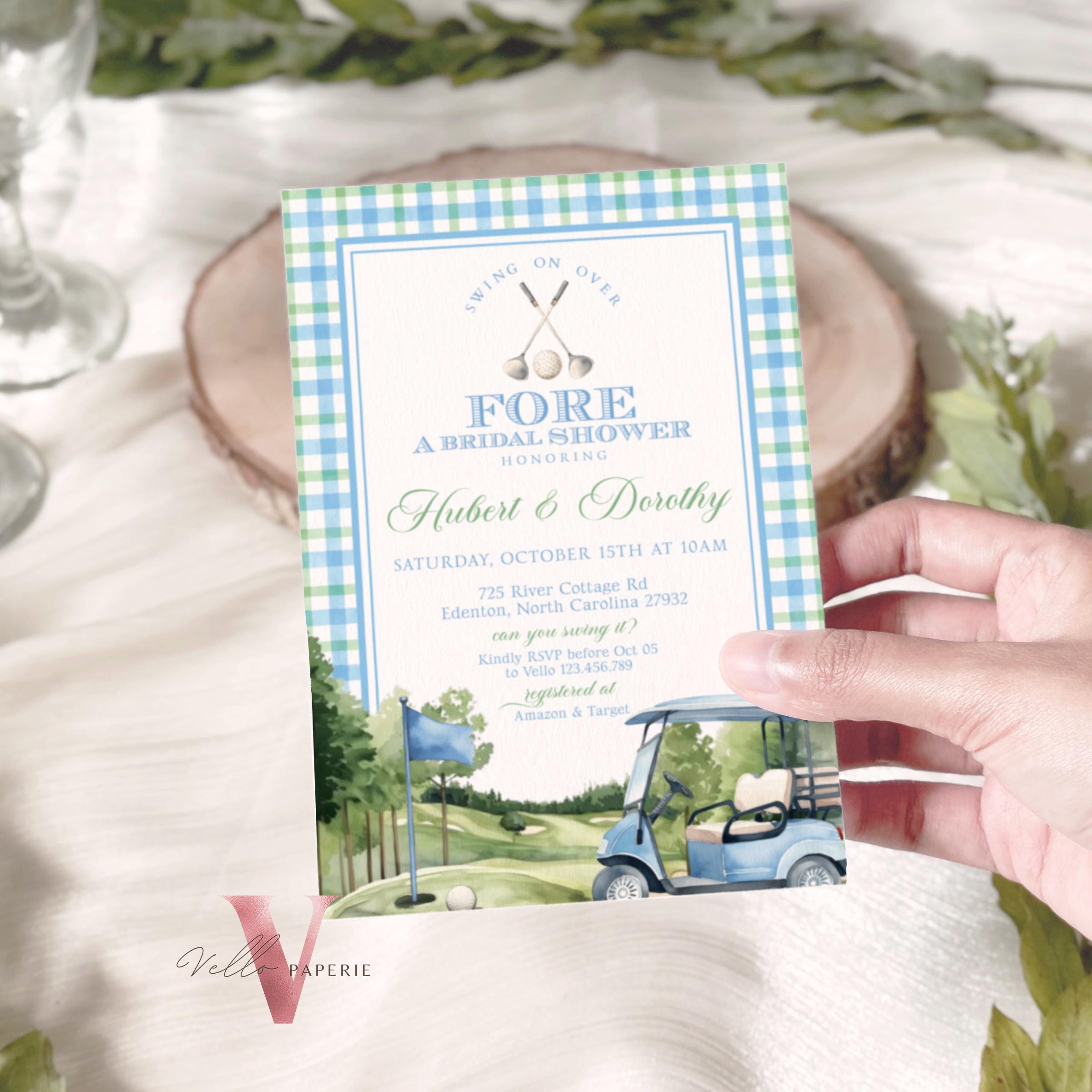 Soft Blue Green GOLF Bridal Shower Par-tee Invitation | Golf Themed ...