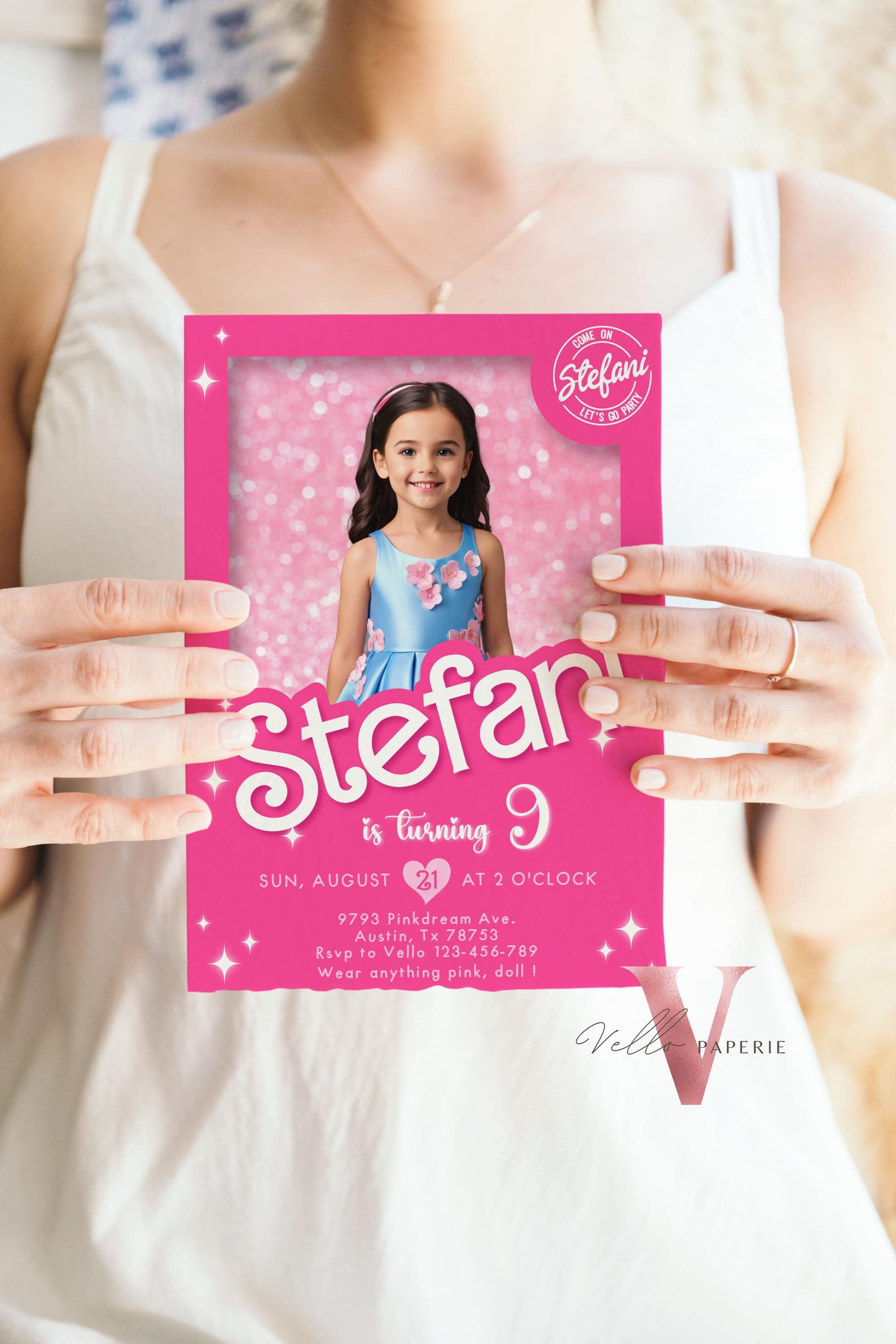 Self Edit Pink Sparkle Fashion Doll Box Photo Birthday Invitation ...