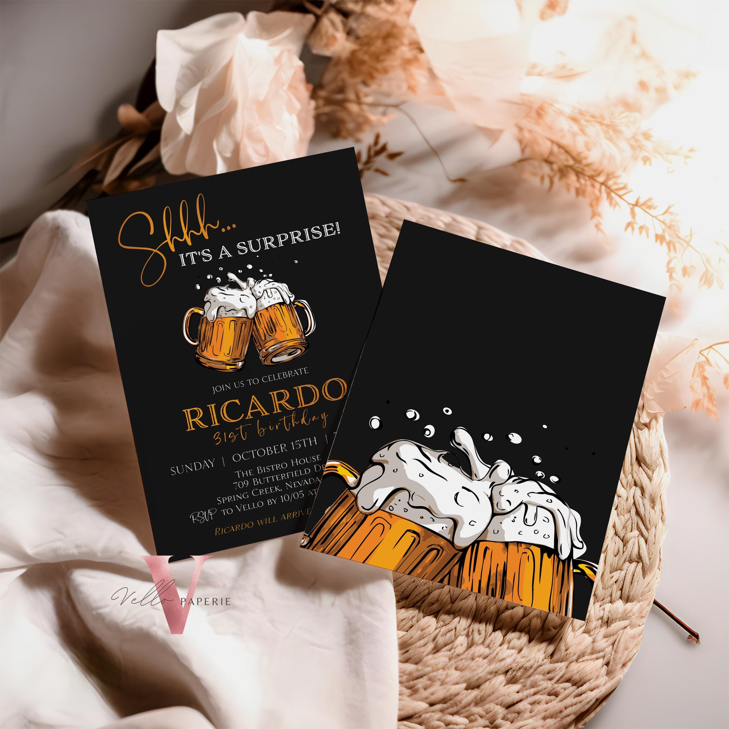 Beer Surprise Birthday Party Invitation | 30th 40th 50th Adult Birthday ...