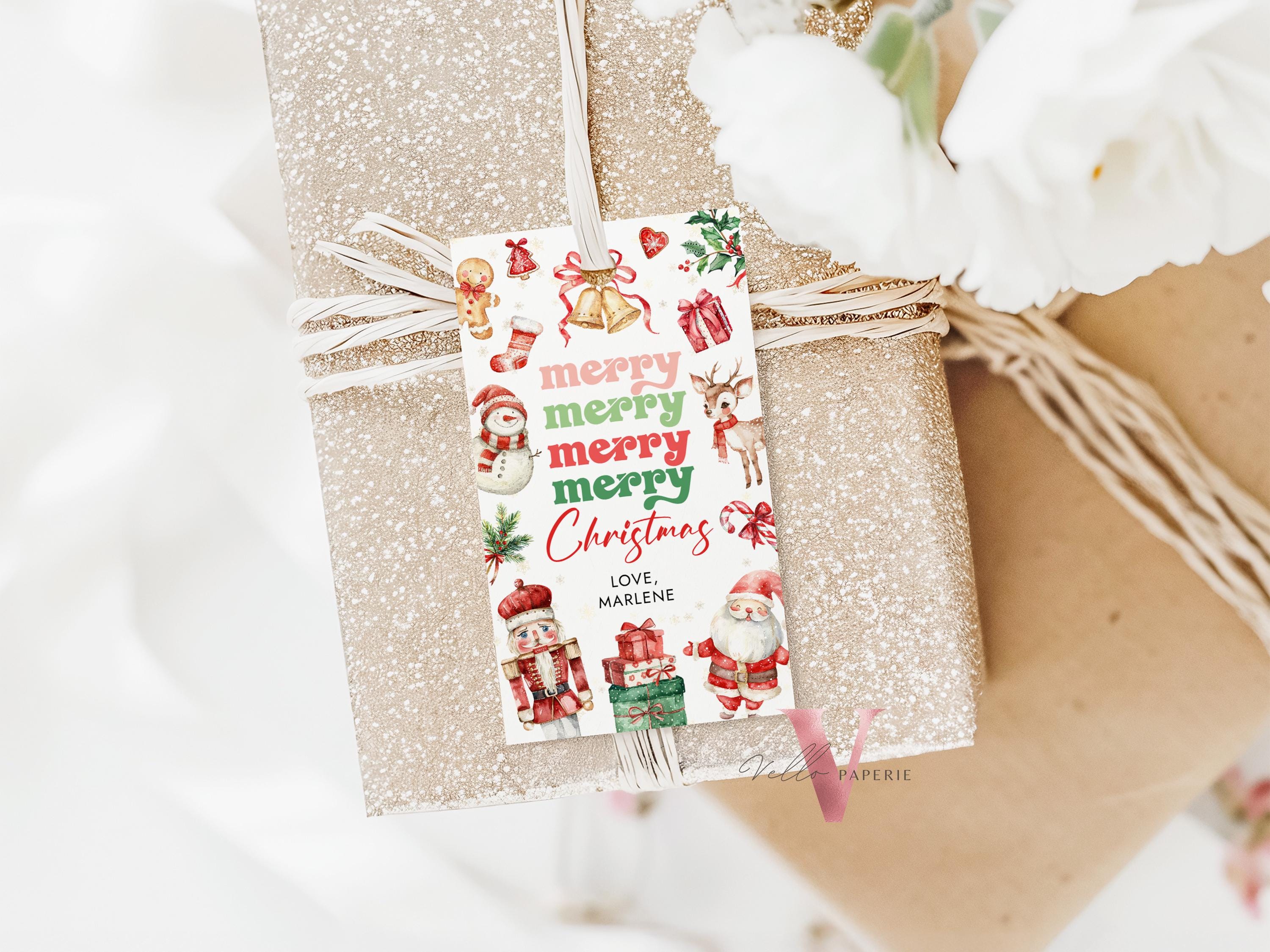 Editable Cute Merry Merry Merry Christmas Tags | Colorful Santa ...