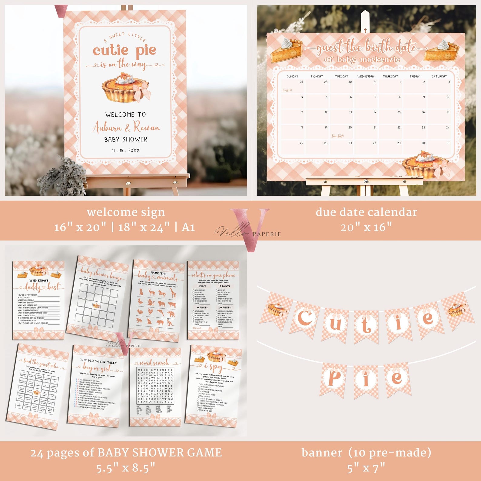 Sweet Cutie Pie Baby Shower Complete BUNDLE | FALL Autumn Cutie Pie ...