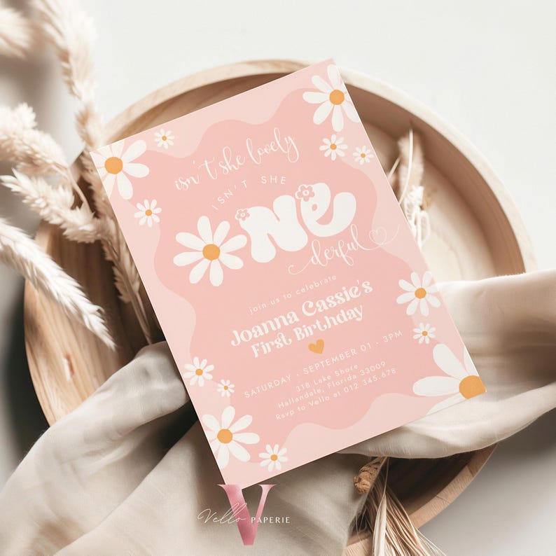 Daisy First Birthday Invite | Wild Daisy Floral 1st Birthday Invite ...