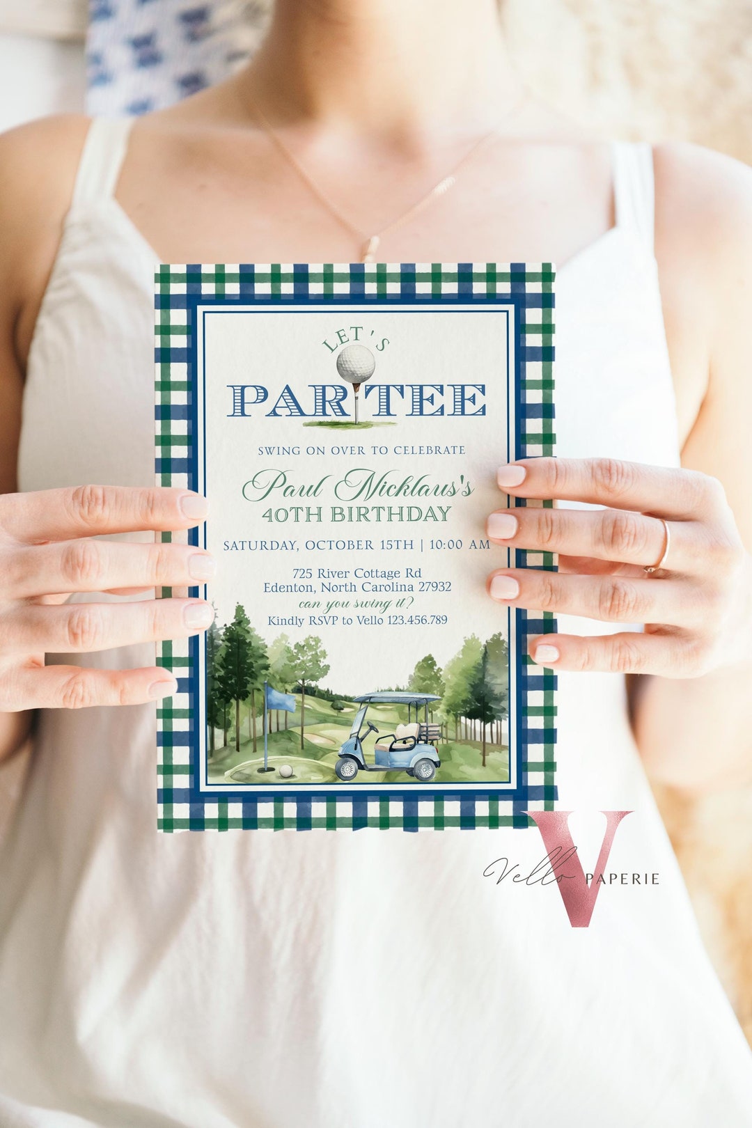 Editable Let's Par-tee Birthday Invitation | Blue and Green Golf ...