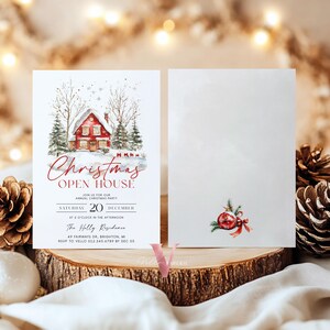 Editable Printable Cozy Christmas Open House Invitation | Neutral ...