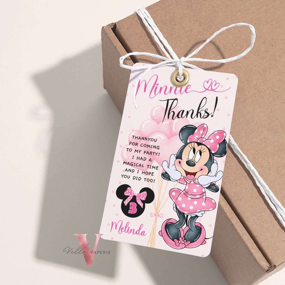 EDITABLE Any Age Minnie Thanks Minnie Mouse Birthday Thankyou Card ...