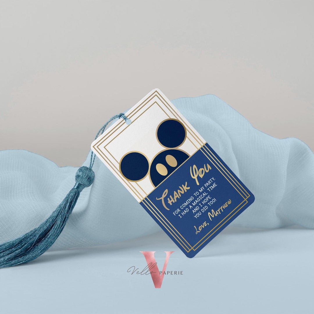 Oh Toodles Mickey Mouse Birthday Thankyou Card , Modern Blue Gold Boy ...