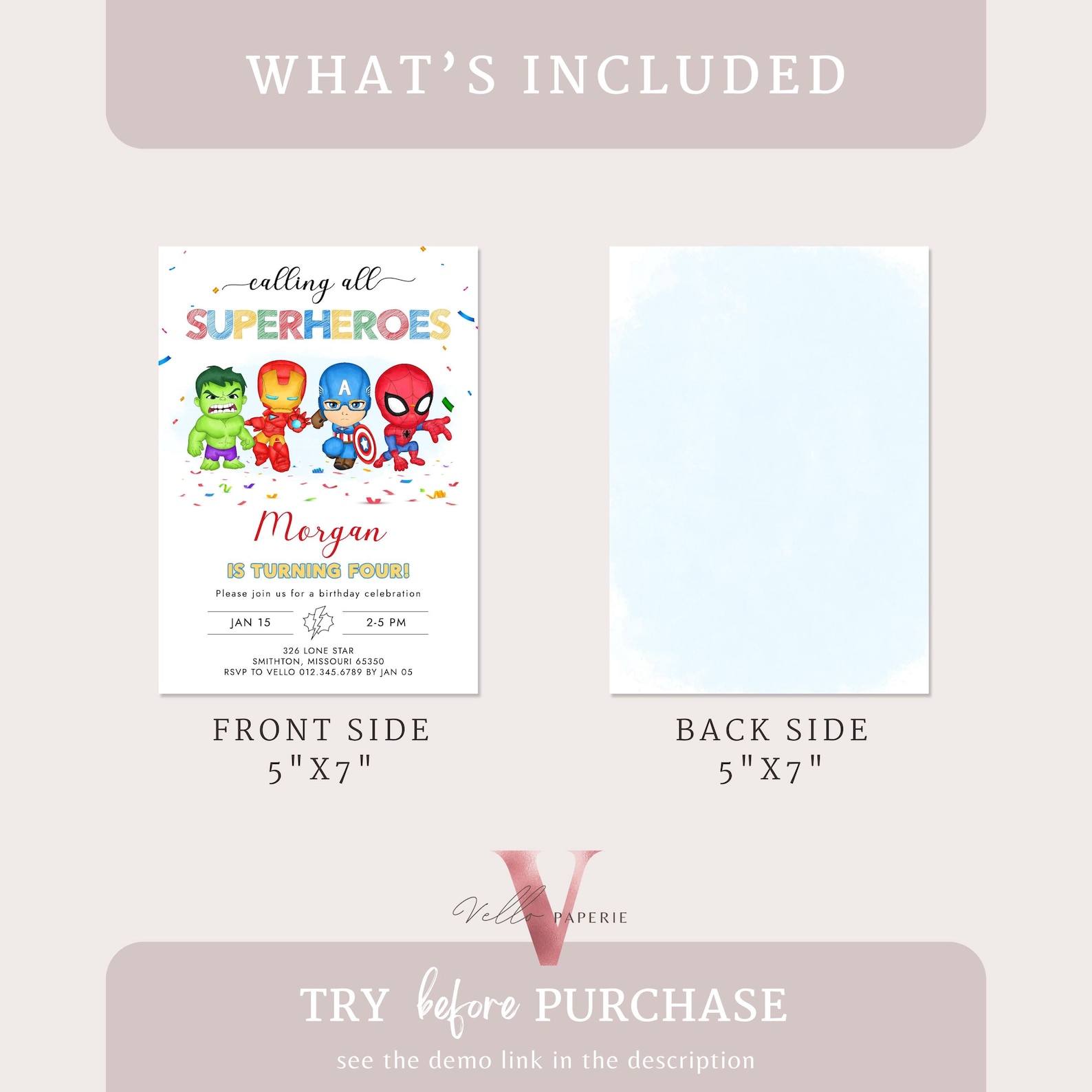 Calling All Superheroes Birthday Invitation | Watercolor Avengers Kids ...