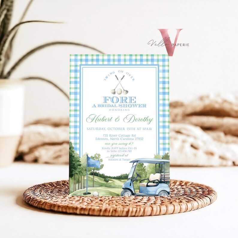 Soft Blue Green GOLF Bridal Shower Par-tee Invitation | Golf Themed ...