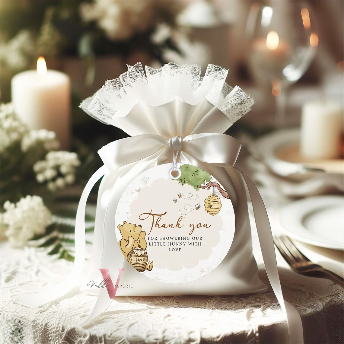 Editable 3designs Classic Winnie the Pooh Baby Shower or Birthday Favor ...