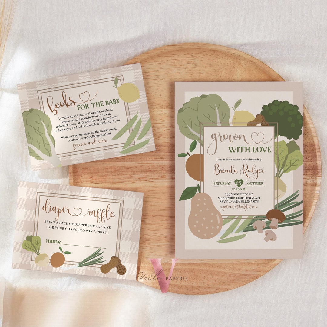 Locally Grown Baby Shower Invitation Bundle | Farmer's Market Baby ...