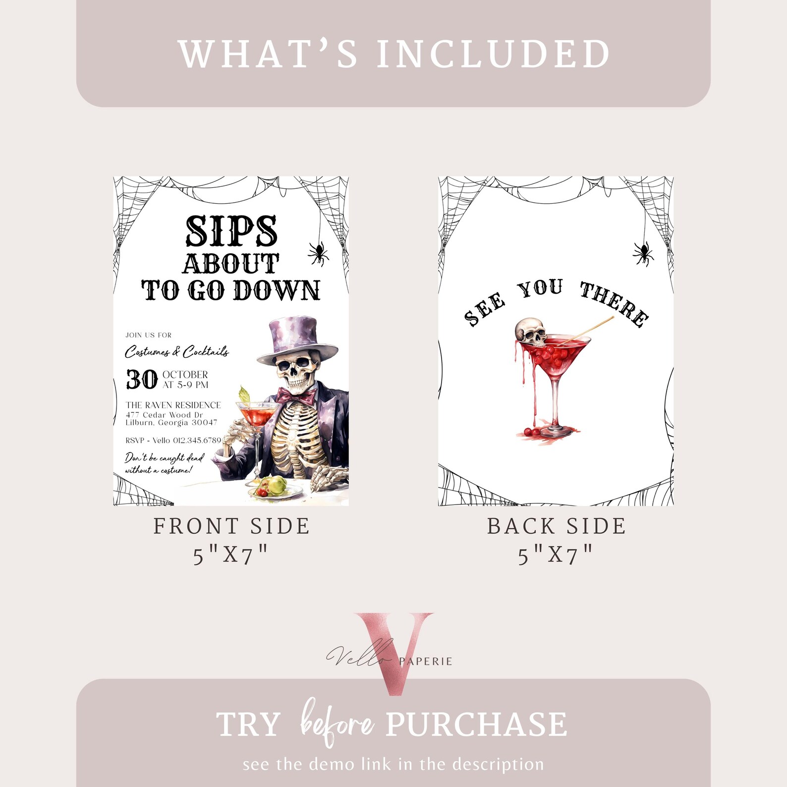 Editable Sips About to Go Down Invite | Elegant Costumes & Cocktails ...