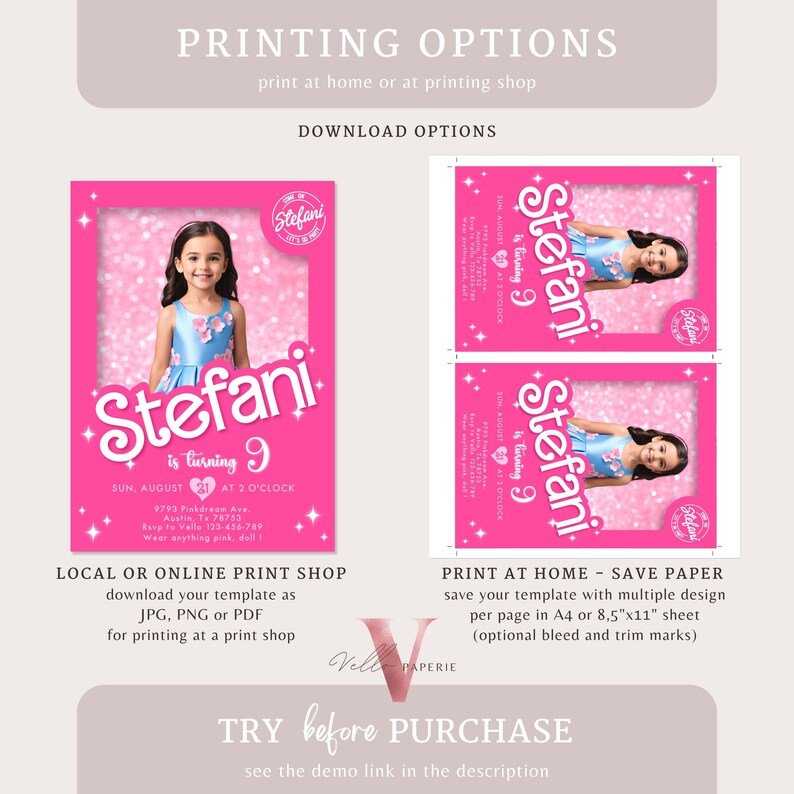 Self Edit Pink Sparkle Fashion Doll Box Photo Birthday Invitation ...