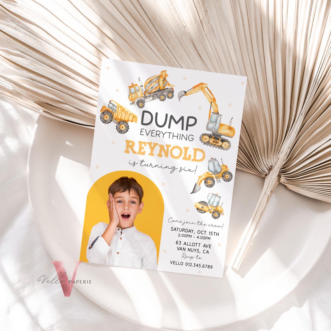 Photo Construction Birthday Invitation | Any Age Dump Everything Party ...