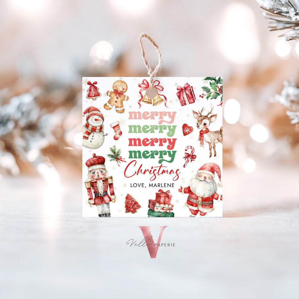 Editable Cute Merry Merry Merry Christmas Tags | Colorful Santa ...