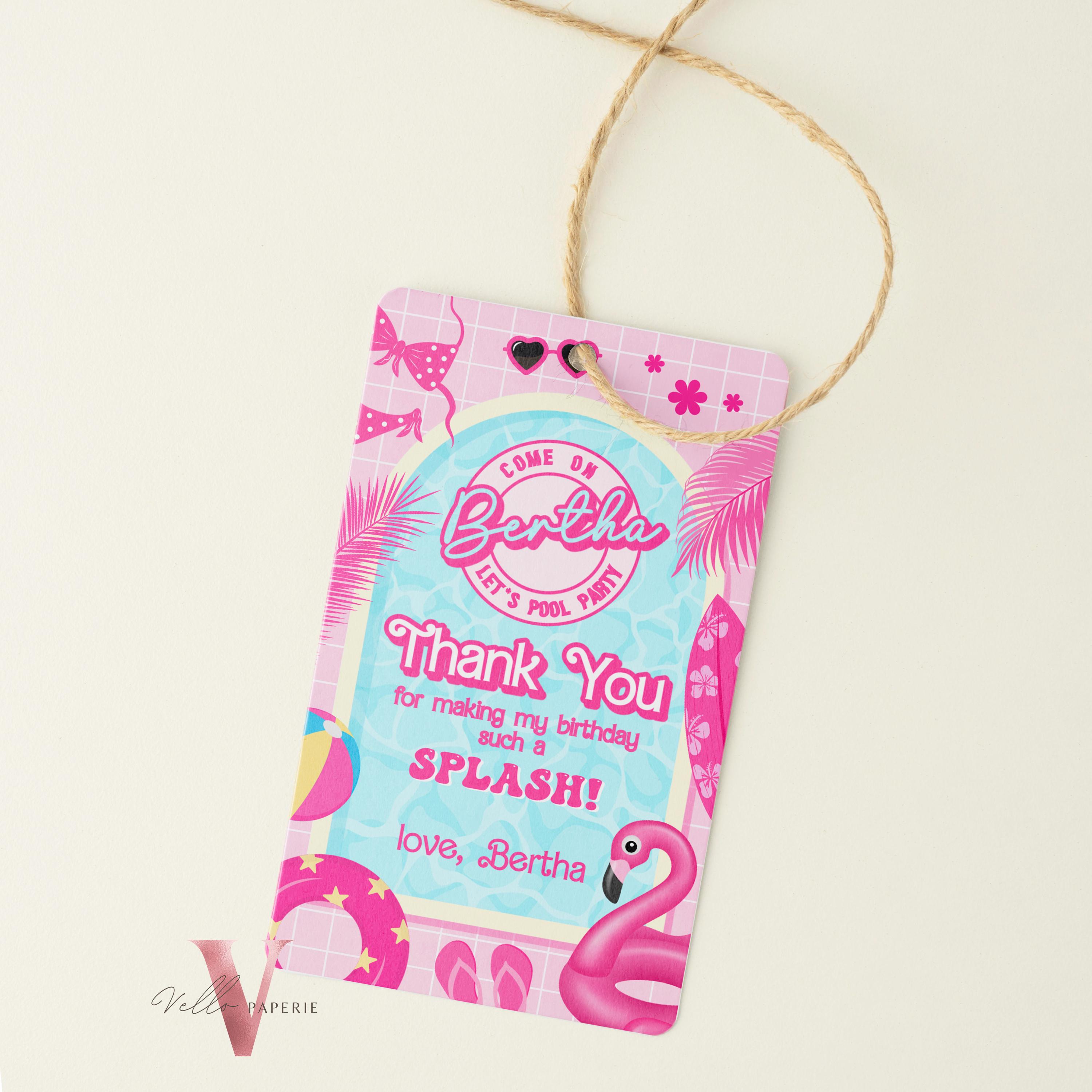 Pink Doll Pool Birthday Invitation Editable Printable Malibu Pool Party ...