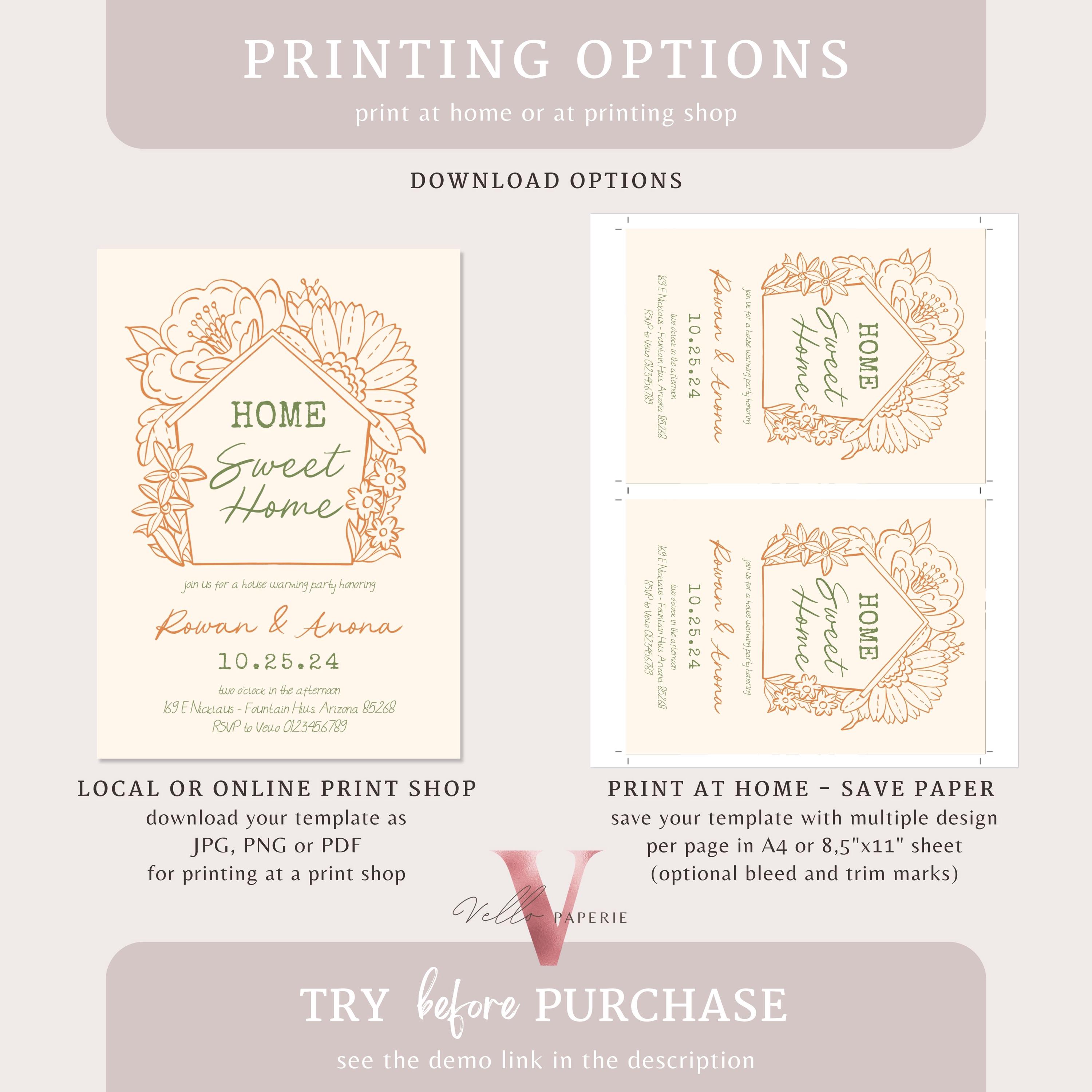 Full Editable Colors Handdrawn House Warming Invitation | Home Sweet ...