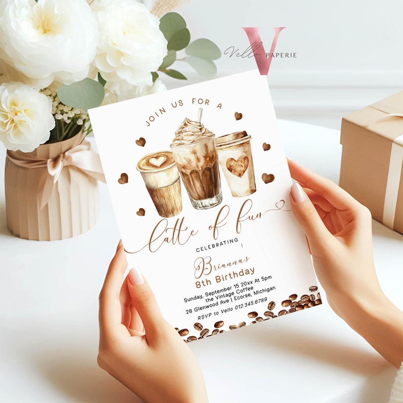 Latte of Fun Birthday Party Invitation | Editable Coffee Latte Lover ...