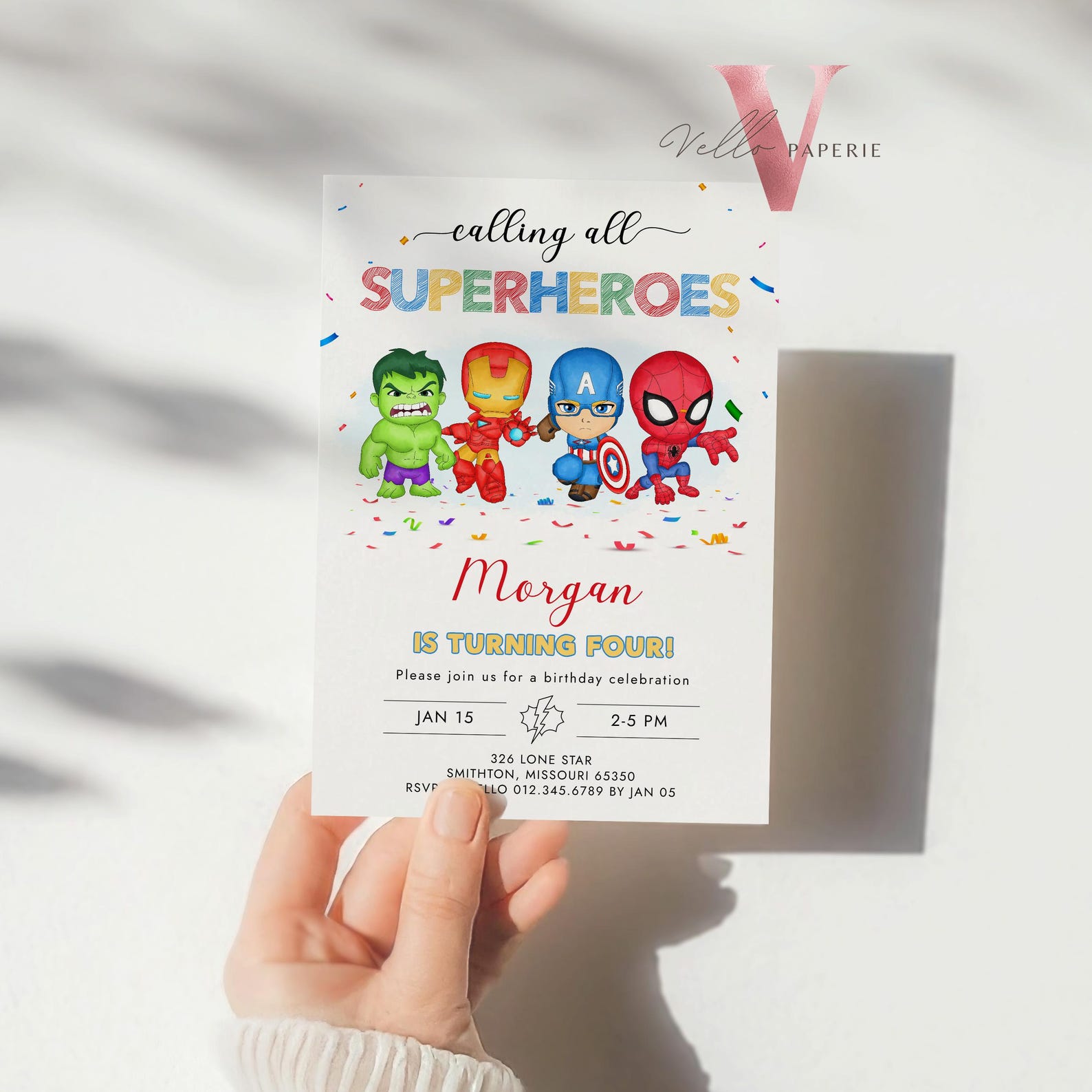 Calling All Superheroes Birthday Invitation | Watercolor Avengers Kids ...