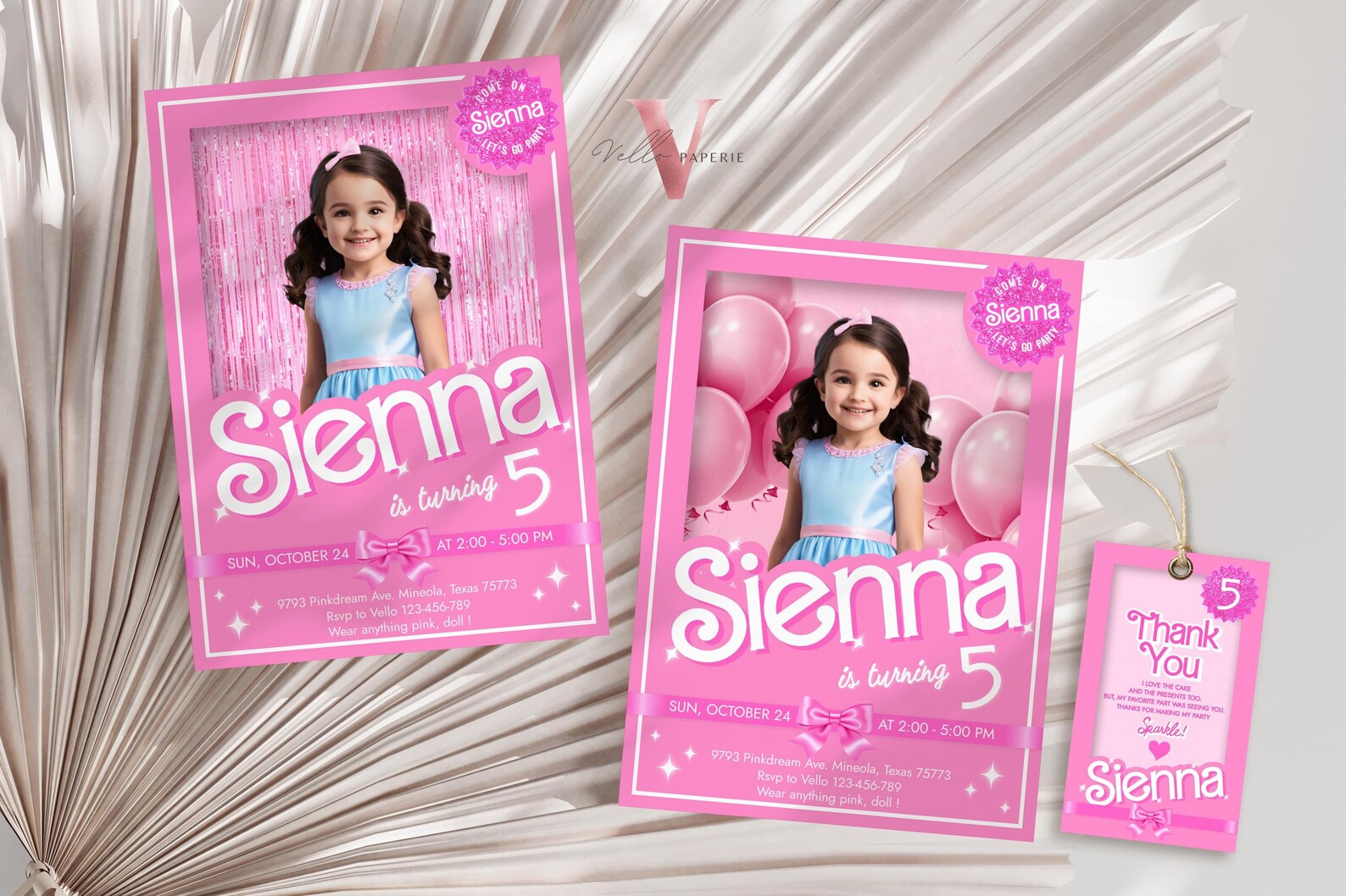 Cheers Pink Sparkle Fashion Doll Box Photo Birthday Invitation Editable ...