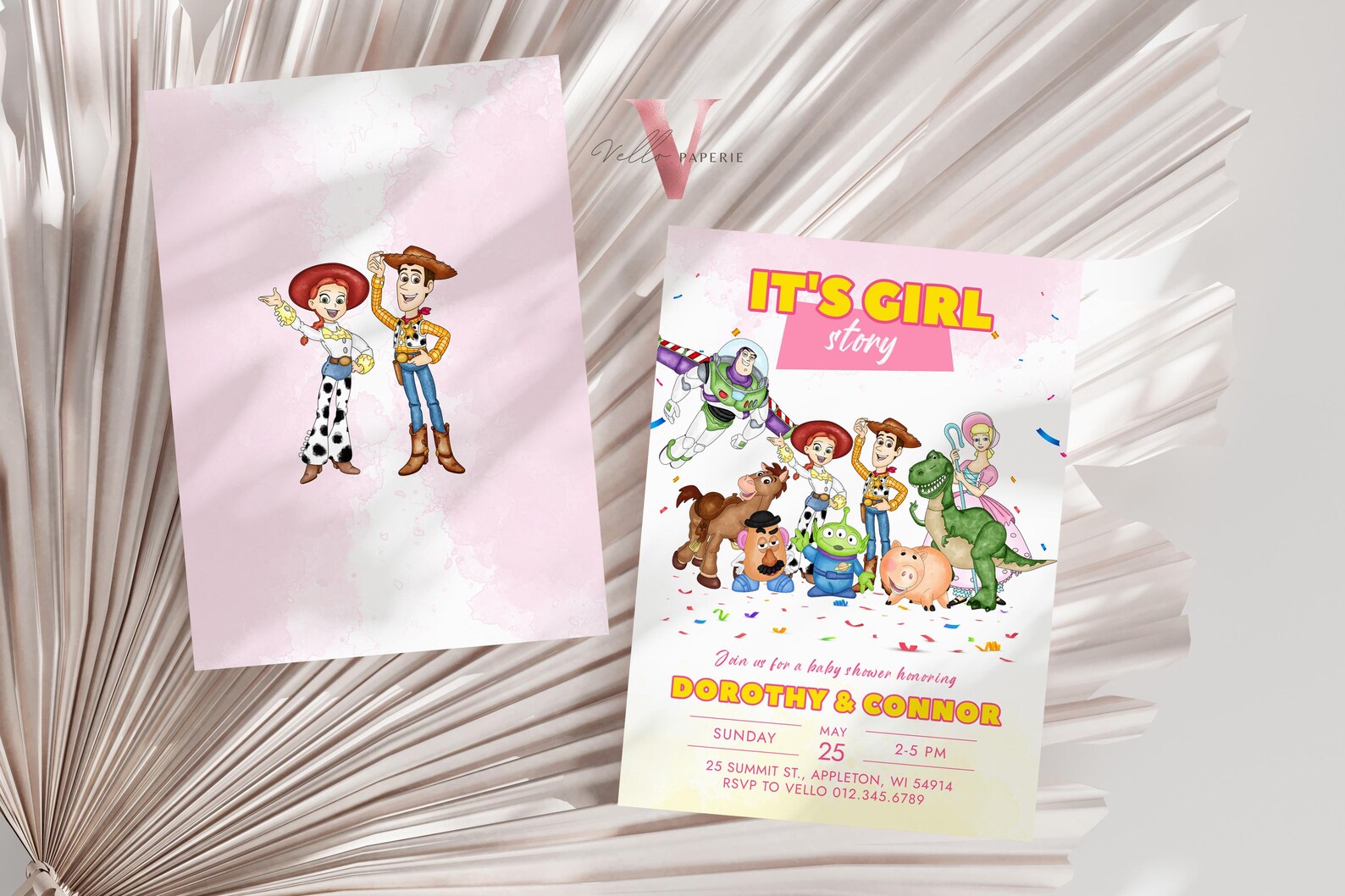 It's a Girl Story Baby Shower Invitation | Watercolor Toy Story Girl ...