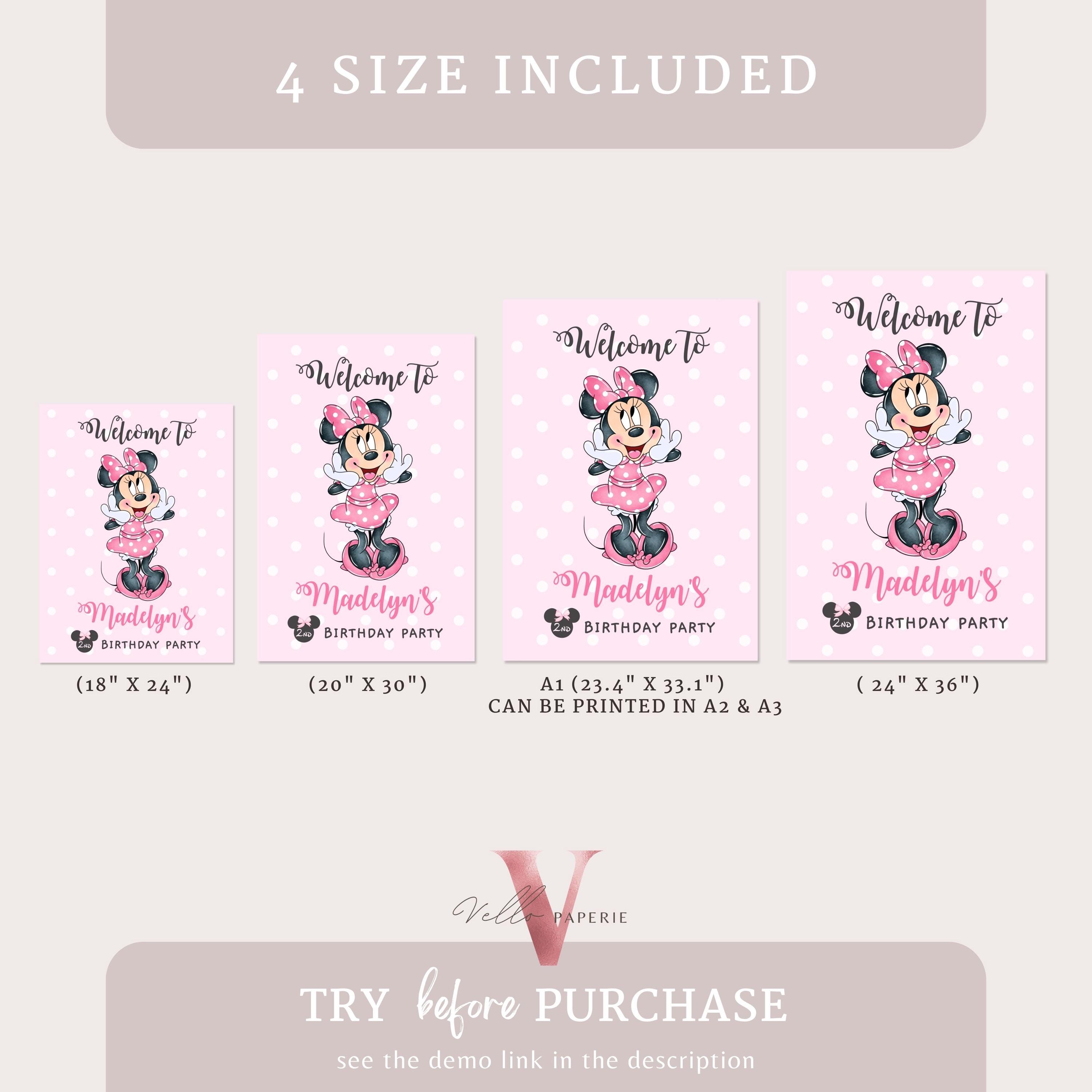 Minnie Mouse Birthday BUNDLE | Minnie Party Invitation, Welcome Sign ...