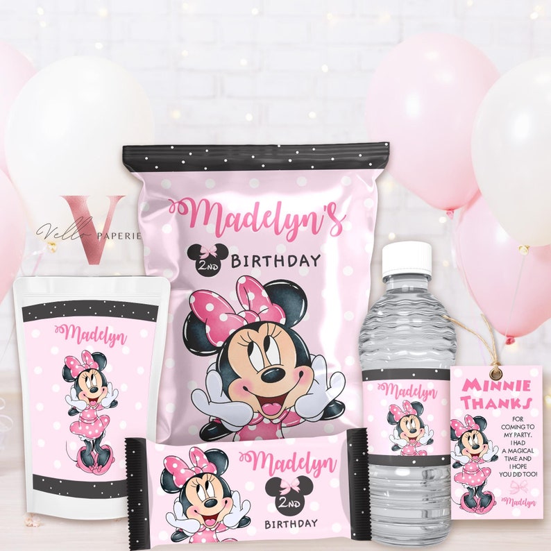 Editable Minnie Mouse Birthday Party Favors | ANY AGE Pink Minnie Party ...