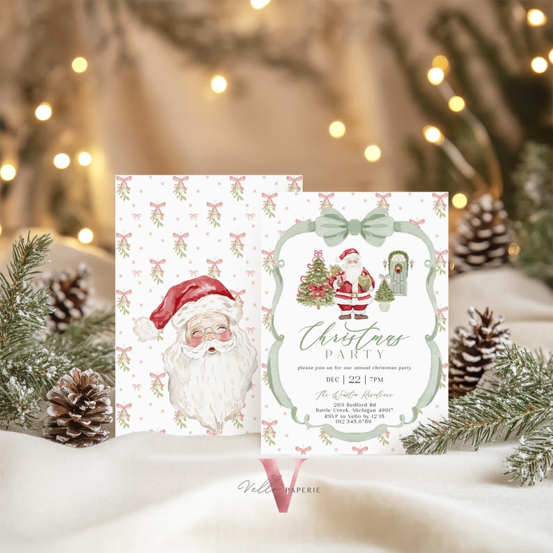 Editable Grandmillenial Christmas Party Invitation | Neutral Christmas ...