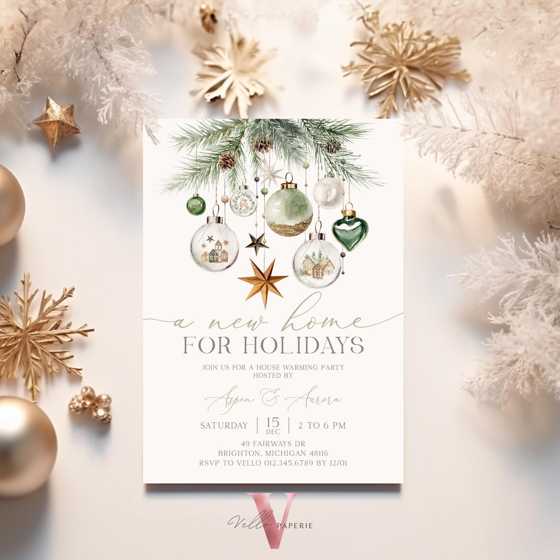 Neutral Winter House Warming Invitation | Silver Home Sweet Home Party ...
