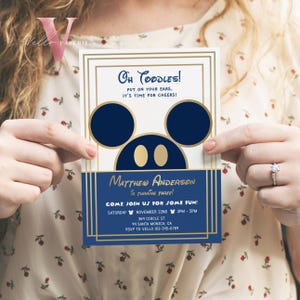Self Editable Oh Toodles Mickey Mouse Birthday Invitation, Modern Blue ...