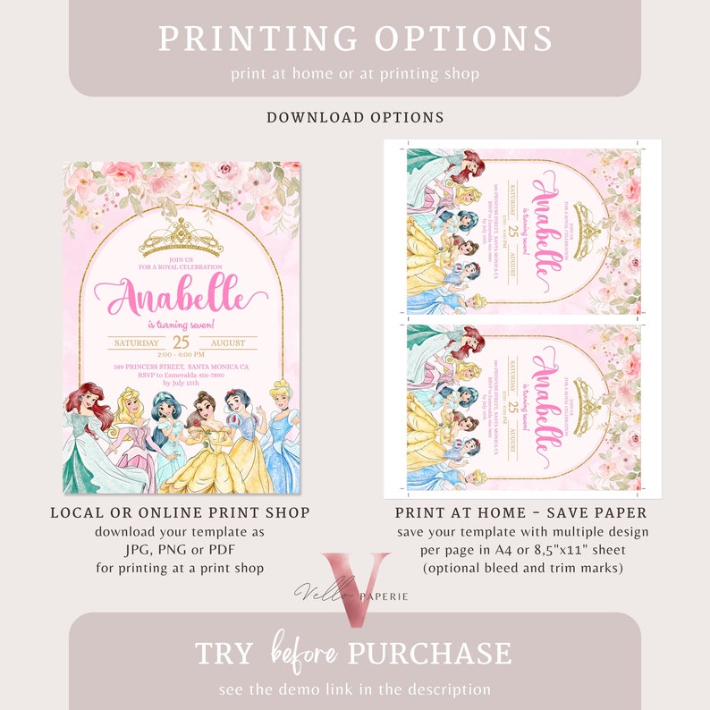 Editable Printable Flower Princess Birthday Invitation, Once Upon a ...