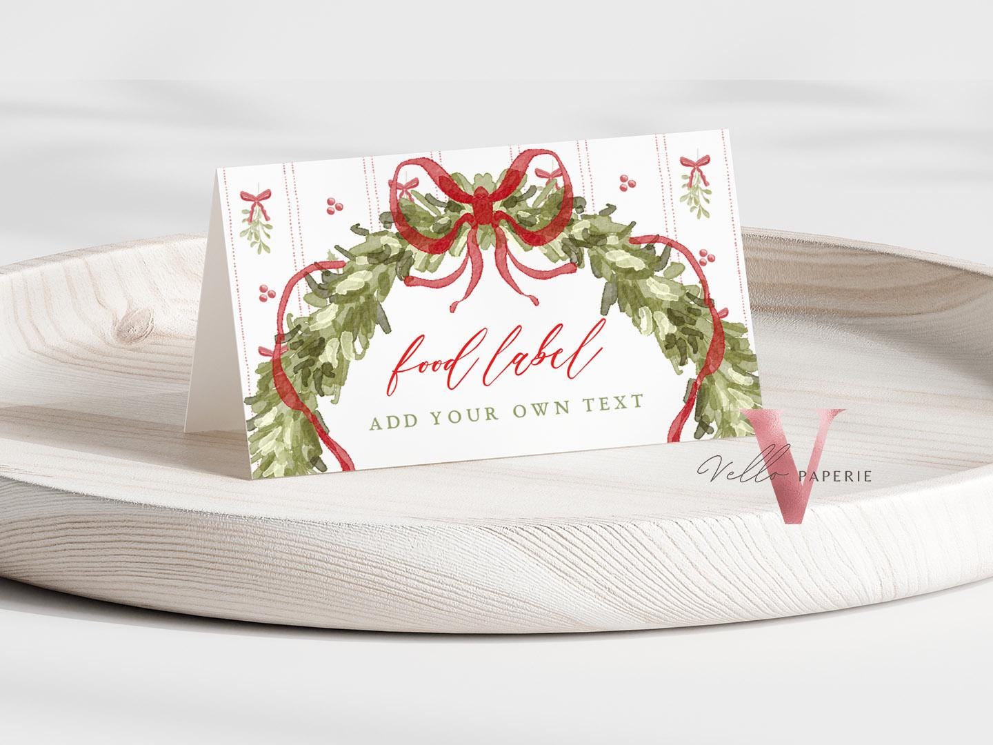 Editable 8 Designs Grandmillenial Christmas Place Card, Food Label ...